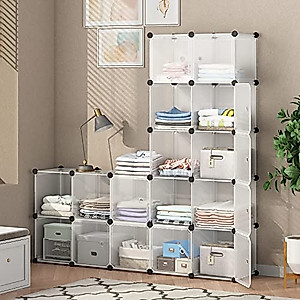 Aeitc 16 Storage Cubes -14’’x14’’ Cube, More Sturdy (add Wire Panel), DIY Clothes Organizer, Craft Cube Storage with Doors, Bookshelf Units, Toy Storage Cabinets