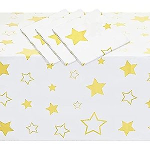 3 Pack Twinkle Twinkle Little Star Tablecloths for Baby Shower Decorations (54 x 108 in)