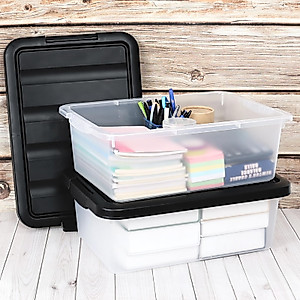 Pekky 14 Quart Plastic Storage Box, 6 Pack Latching Storge Bin with Lid