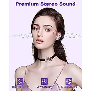 Wireless Earbuds Bluetooth 5.3 Headphones Built-in 4-Mic Clear Call in-Ear Ear Buds Noise Cancelling 30Hrs Playtime Earphones with USB-C Charging Case IPX7 Waterproof Earbuds for iPhone/Android Purple