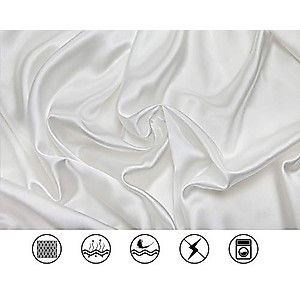 Lanest Housing Satin-Silk Pillowcase King, White Satin Pillowcase for Hair and Skin, Breathable, Super Soft, Cooling Pillow case King Size, Ivory White