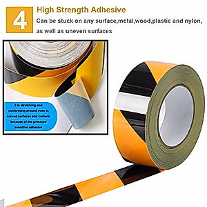 Waterproof Reflective Safety Tape Roll 2"X150' Yellow Black Striped Floor Marking Tape Hazard Caution Warning Tape Auto Truck Self-adhesive Safety Sticker Strips for Wall Factory Trailer Vehicle