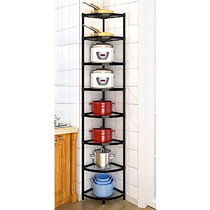 ZIGAMA 8-Tier Kitchen Pot Rack, Cookware Stand Storage Organizer ，Multi-Layer Corner Shelf Stand Metal Shelves for Kitchen