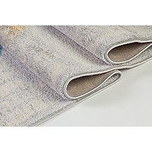 Ladole Rugs Contemporary Floral Pattern Area Rug Living Room Bedroom Entrance Hallway Carpet in Teal Yellow 5x8 (5'3" x 7'6" 160cm x 230cm) 5x7 8x10 9x12 2x10 4x6 feet