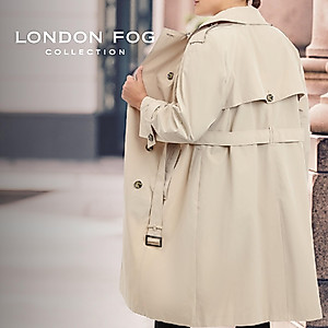London Fog Women's Double-Breasted 3/4 Length Belted Trench Coat, Stone, L Large