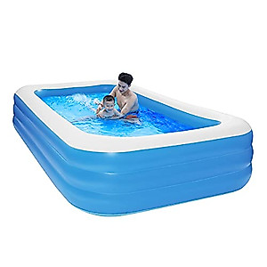 120" x 72" x 22" Inflatable Swimming Pool Family Full-Sized Inflatable Pools Wall Thickness 0.4mm Family Lounge Pool for Kids & Adults Oversized Kiddie Pool Outdoor Blow Up Pool for Backyard, Garden
