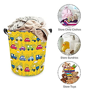 Colorful Car Foldable Laundry Basket Waterproof Hamper Storage Bin Bag with Handle 16.5"x 16.5"x 17"