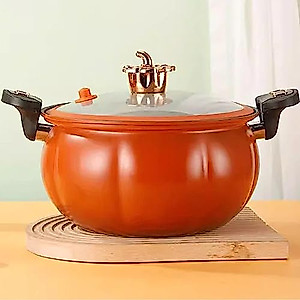 Multifunctional Plumpy Non-stick Micro Pressure Pot, 8L Large Capacity Pumpkin Micro Pressure Pot, Easy To Clean Micro Pressure Cooker for Kitchen (Orange)