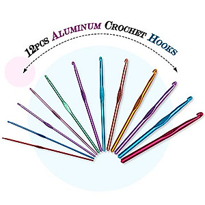 Teamoy Aluminum Crochet Hooks Set, Knitting Needle Kit, Organizer Carrying Case with 12pcs 2mm to 8mm Hooks and Complete Accessories, All in Place and Easy to Carry, Owls