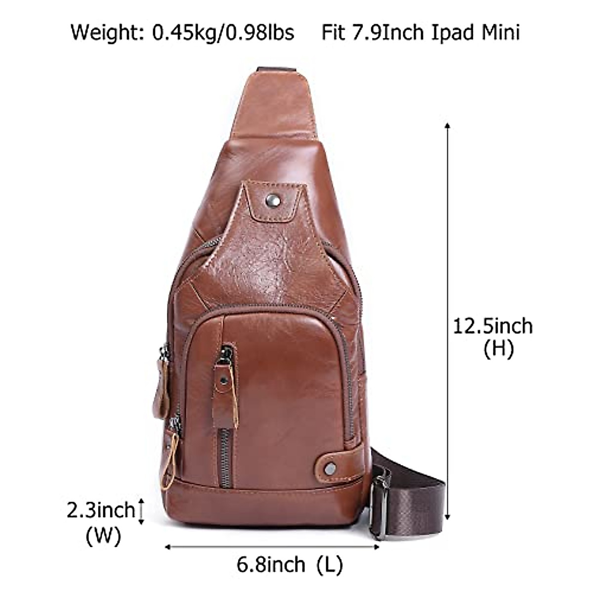 COSZEA Genuine Leather Crossbody Chest Bag Casual Shoulder Sling Bag Travel Hiking Backpacks (Brown)