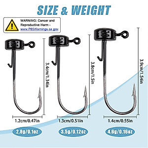 Ned Rig Jig Heads Kit, 20pcs Mushroom Head Ned Jig Hooks for Soft Lures Finesse Mushroom Jig Heads Hook Weedless Jig Heads for Bass Fishing 1/10oz 1/8oz 1/6oz (1/8oz (3.5g) - 20pcs)