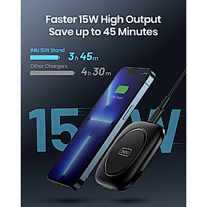 INIU Wireless Charger, 15W Super Fast Wireless Charging Pad with Temp°Guard Compatible with iPhone 14 13 12 11 Pro Max Xr Xs X 8 Plus Samsung Galaxy S20 S10 S9 Note10 9 AirPods LG Google etc.