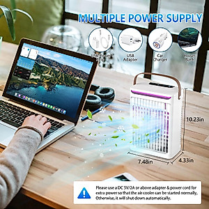 Portable Air Conditioners, Portable AC Cooling Fan with 5 Wind Speeds, 680ml Evaporative Air Conditioner, 7 LED Light, 2-8H Timer, 2 Cool Mist Air Conditioners Humidifier Fan for Home Office Room