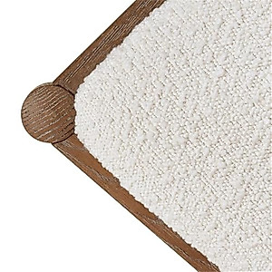 Pemberly Row Curved Cane Rattan Side Dining Chair Set of 2 Ivory White Boucle