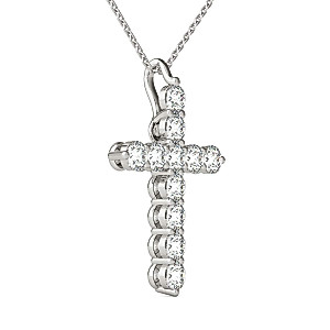 VAARYA Natural Diamonds Cross Pendant AGS Certified 14K Hypoallergenic White Gold 1.00 Ctw. GH/SI2-I1