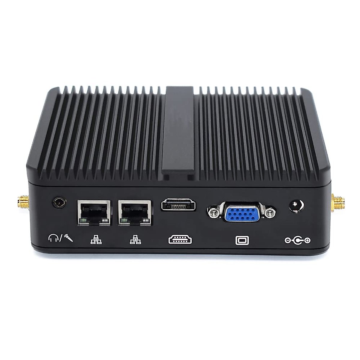Fanless Mini PC Windows 11 pro, Celeron J4125, 4GB DDR4 RAM 256GB SSD, HD-MI, VGA, 4K Output, 2 RJ45 LAN, USB3.0, 2xRS232 COM, Dual Band WiFi AC, BT, Small Form Factor Computer, Auto Power On
