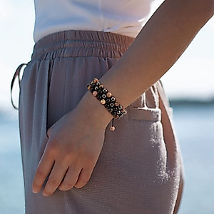 Ornaland Triple Protection Bracelet Tiger Eye Obsidian Hematite Healing Crystal Bracelet for Mothers Give to Daughters Anxiety Relief and Bring Good Luck Bracelet