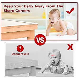 Baby Proofing, 6.6ft Edge Protector Strip Clear, Silicone Soft Corner Protectors with Upgraded Pre-Taped Strong Adhesive, Edge Protectors for Sharp Corners of Cabinets, Tables, Drawers