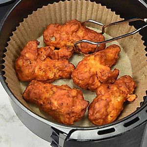 100 Pcs Air Fryer Disposable Paper Liner, 6.7-inch Air Fryer Liners, Non-stick Parchment Paper Rounds for Frying, Baking, Cooking, Roasting and Microwave - Unbleached, Oil-proof Steam Paper