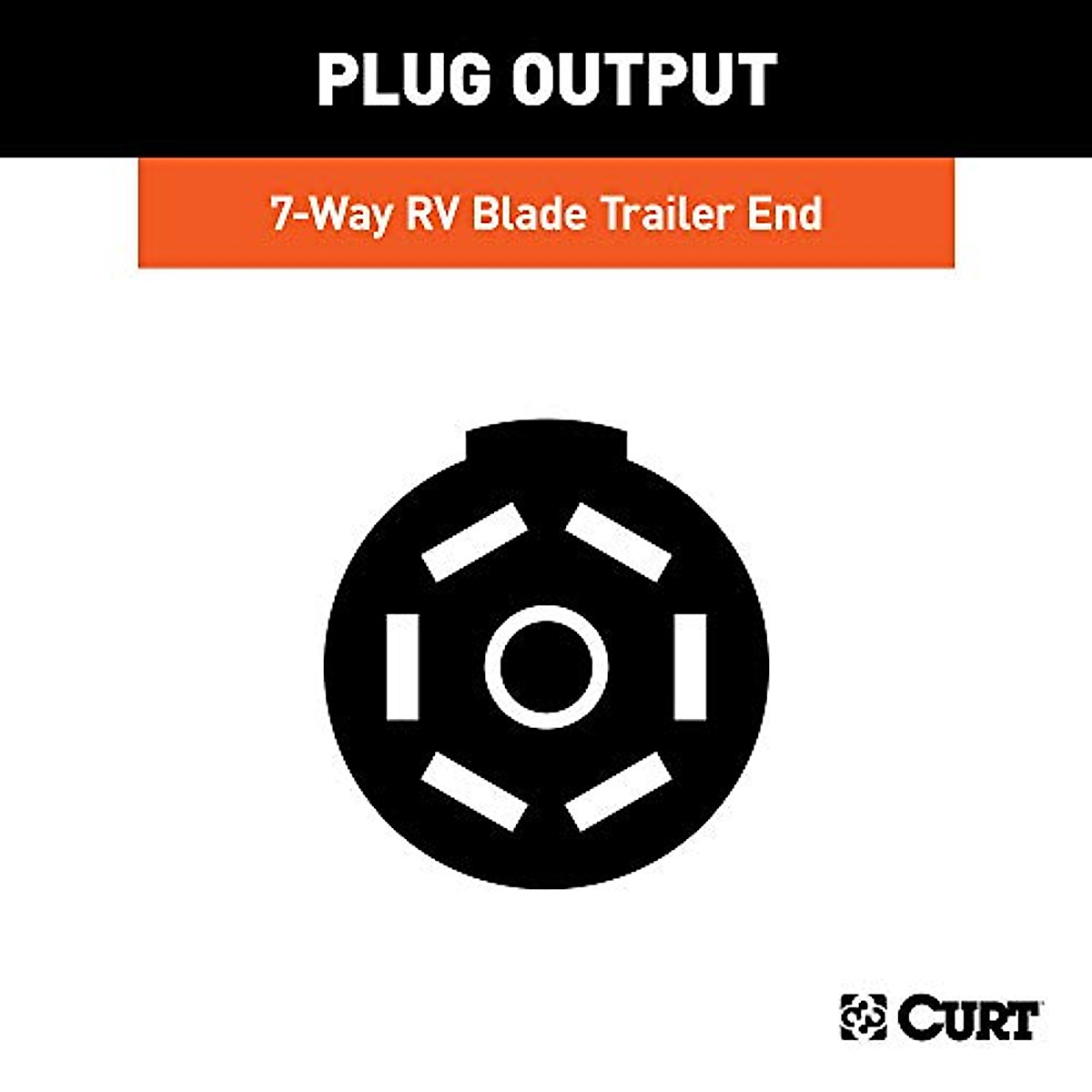 CURT 58145 Heavy-Duty Trailer-Side 7-Pin RV Blade Wiring Harness Connector Black