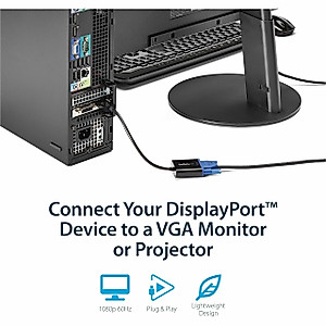 StarTech.com DisplayPort to VGA Adapter - Active DP to VGA Converter - 1080p Video - DP/DP++ Source to VGA Monitor Cable Adapter - DP to VGA Adapter Dongle Digital to Analog - DP 1.2 to VGA (DP2VGA3)