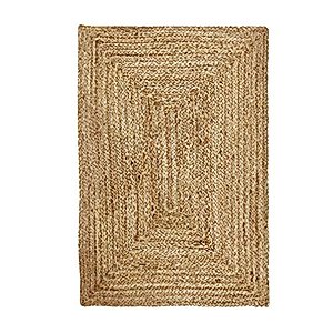 Hausattire Hand Woven Jute Braided Rug, 2'x3' - Natural, Reversible Farmhouse Accent Rugs for Living Room, Kitchen, Bedroom - 24x36 Inches