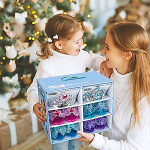 Tomons Princess Toys Dress Up Shoes and Jewelry - 4 Pairs of Heels Shoes and Pretend Play Jewelry Toys Princess Accessories Set for Toddler Girls Beauty Birthday Gifts Aged 3 4 5 6 Years Old