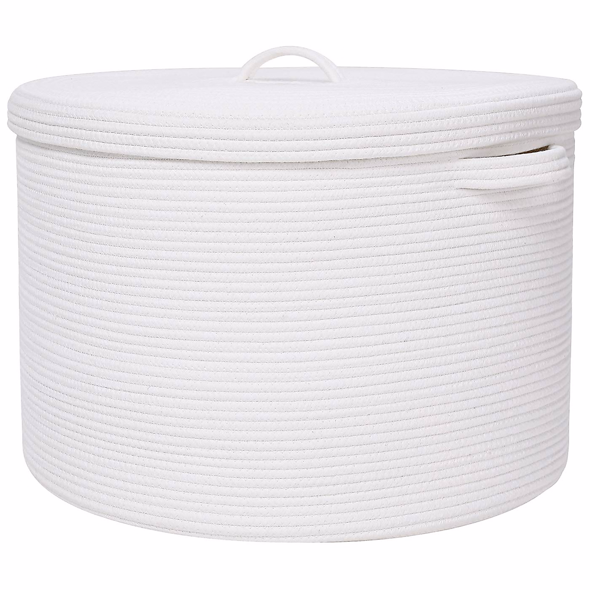 20" x 20" x 15" Extra Large Storage Basket with Lid, Cotton Rope Storage Baskets, Laundry Hamper, Toy Bin, for Toys Blankets Pillows Storage in Living Room Baby Nursery, Full White Basket with Cover
