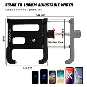 Cycleafer Bike Phone Holder & Motorcycle Phone Mount for Hands-Free Navigation with iPhone 14 Plus/Pro Max, 13 Pro Max, S9, S10 & Other 4.7"-6.8" Smartphones, Scooter Phone Clip