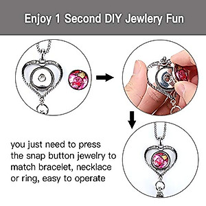 Soleebee BL005 100 pcs Mixed Random Aluminum Glass 18mm Snap Buttons Jewelry Charms (Multi-Style)