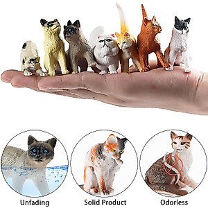 SCAHOW 12PCS Realistic Cat Figurines, Plastic Mini Cat Figures Toys, Kitten Miniature Toys Cake Topper Easter Eggs Christmas Birthday Gift for Kids Boys Girls