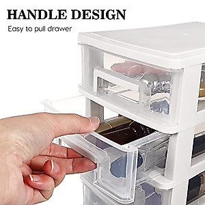 TOYANDONA Storage Cabinet 5 Drawer Plastic Storage, Storage Organizer Plastic Storage Bins with Drawers Space Saving Desktop Organizer for Crafts Small Tools Sationary and Hardware -White Bookshelf