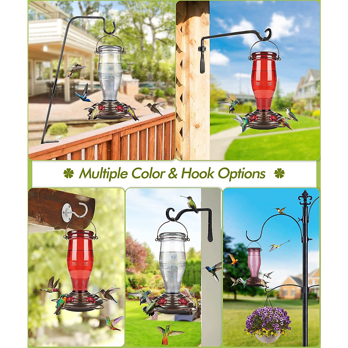 BOLITE 18006CR Hummingbird Feeder, Vintage Bottle Glass Hummingbird Feeders for Outdoors, 25 Ounces, Red