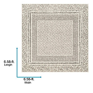 Livabliss Melodie Boho Farmhouse Area Rug,6'7" Square,Beige