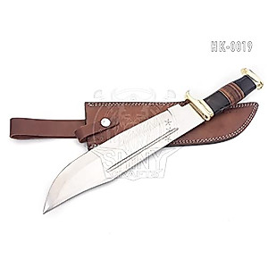 SHINY CRAFTS Hunting Knives 18 Inch Mirror Polished D2 Stainless Steel Crocodile Dundee Knife - Razor Sharp Custom Bowie Knife For Men, Outdoor, Hunting Knife (Steel-HK-19)