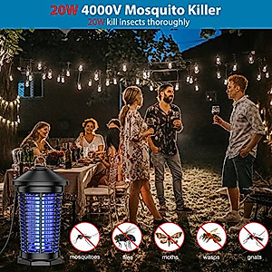Bug Zapper, Zwiran Mosquito Zapper, Fly Zapper Indoor,4000V Electric Mosquito Killer Lamp Insect Trap Light Outdoor for Moth, Wasp, Gnat, Fruit Flies for Home, Restaurant, Garden, Backyard
