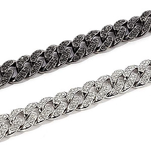 rongji jewelry Cuban Link Necklace for Men - Hip Hop Necklace Iced Out with Bling Rhinestones, Fashion Accessory for Hip Hop Lovers