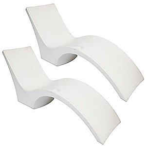 Floating Luxuries Kai Shelf Lounger Deep Water, in-Pool, Use in Pools with Shelves Up to 16 Inches Deep, Built-in Drink and Phone Holders, Set of 2 in-Pool Chaise Lounge Chairs, Arctic White
