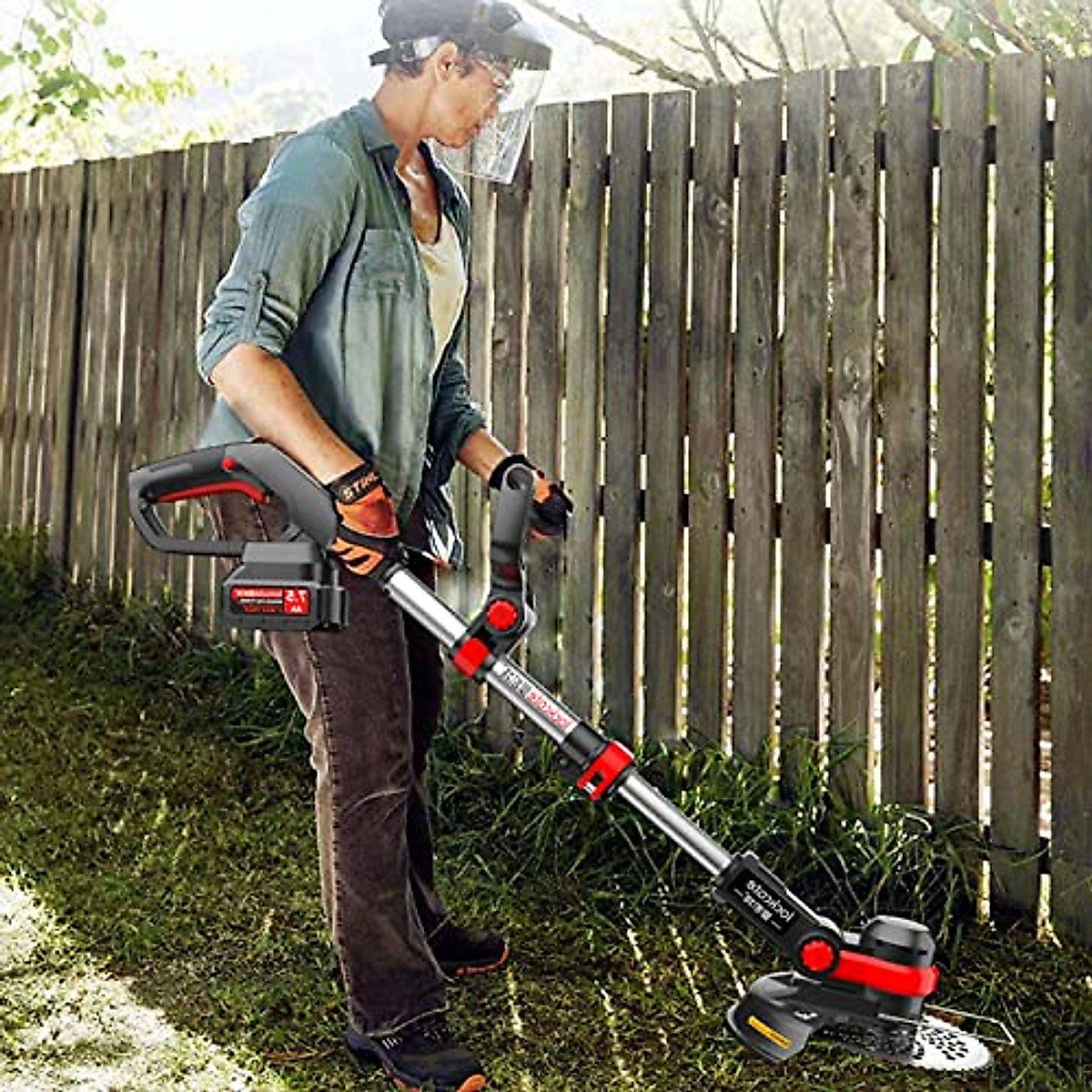 Mrzneaoch Battery Powered Weed Eater Newly Upgraded 8-Inch Blade Grass Trimmer for Lawn Trimmingtwigsbrush Cutting（Black）