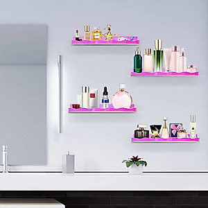 FFowcye 6 Packs Iridescent Nail Polish Wall Mounted Organizer, 15" Rainbow Floating Shelves, Acrylic Nail Polish Wall Rack for Paint, Tattoo Ink, Essential Oils, Makeup Storage Display Stand