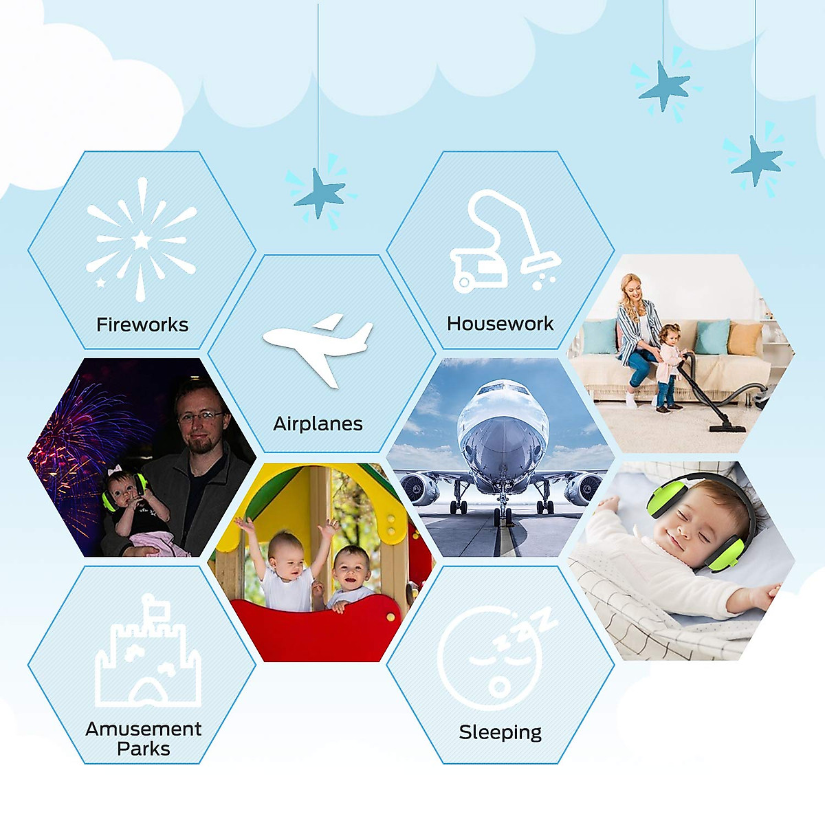 Dr.meter Ear Muffs for Noise Reduction 31NRR Noise Cancelling Headphones for Infants, Toddlers and Babies - Adjustable Hearing Protection Earmuffs for Airplanes Fireworks Concerts (Aged 0-3 Years)