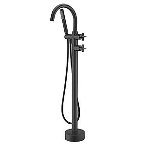Artiqua Freestanding Bathtub Faucet Tub Filler Black Floor Mount Brass Faucets with Hand Shower