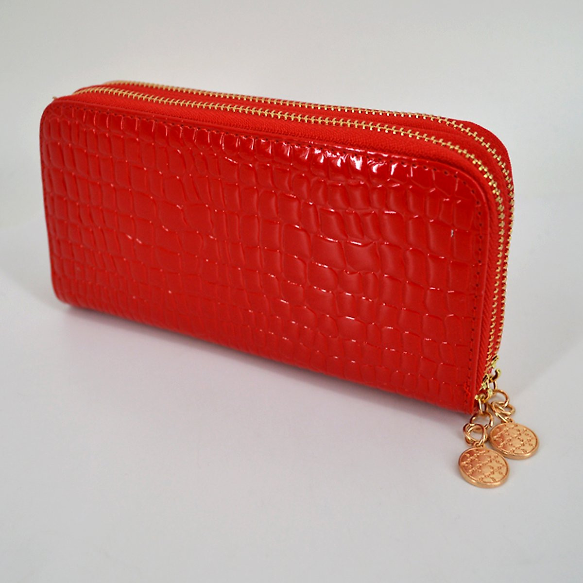 Aisi Women Patent Leather Clutch Wallet Phone Card Holder Organizer Ladies Purse (Red)