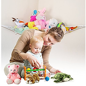 Enovoe Stuffed Animal Toy Hammock - Hanging Storage Net - Toy Organizer for Clean, Organized and Orderly Room - Comes with an E-Book - Durable and Easy to Install - Nylon and Polyester (White)