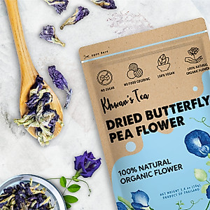 KHWAN'S TEA Pure Dried Butterfly Pea Flowers Blue Tea and Premium Dried Rose Petals