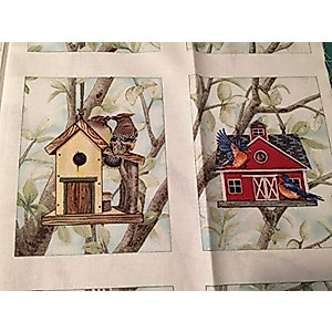 Alina Natetkova - Fabric Birdhouses Birds 12 (Squares 4 1/2" x 6") 1 Panel 22" x 22" Elizabeth