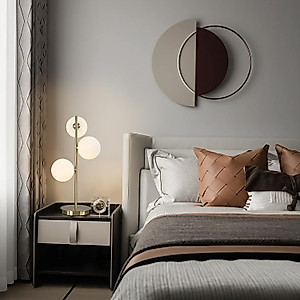 Fulesi Mid Century Globe Table Lamp Modern 3 Lights Gold Desk Lamp Contemporary White Glass Globe Reading Lamp for Bedroom Living Room Study Room (White)