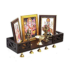 DecorDen Wooden Wall Mount Temple for Home,Wooden Home Temple/Wall Shelf/Pooja Mandir/Pooja Stand/Wooden Mandir/Devghar/Devara/Pooja Shelf/Small Temple for Office/House Temple (Black)