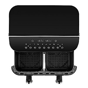 Multi GO219 5-in-1 Dual Zone Air Fryer: 8 Quartz Capacity with 2 Independent Frying Baskets and Independent Temperature Control, Smart Finish to Roast, Broil, Dehydrate Function, 1700W, Black.