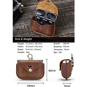 for wf-1000xm3 Case, Personalized wf-1000xm3 Leather case with Carabiner, Genuine Leather Protective Case Cover Shockproof for So-ny WF-1000xm3 Case Wireless Charging Case (Customize, Brown)